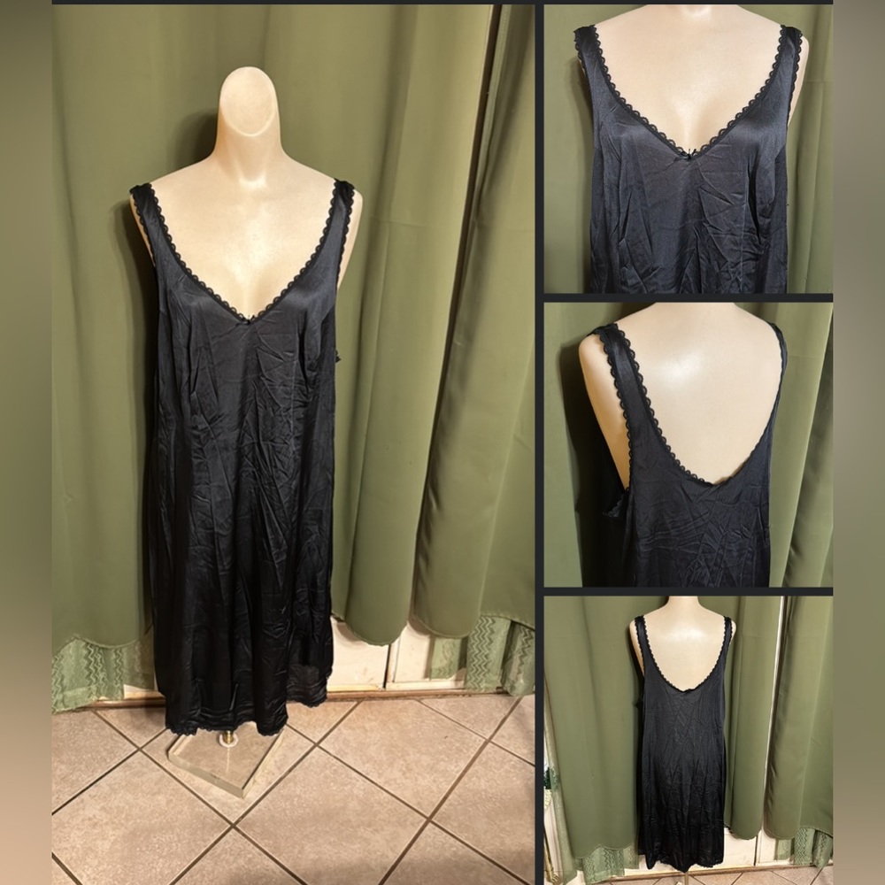 Vintage Sears Black Nylon Dress Slip Vintage Full Bla… - Gem
